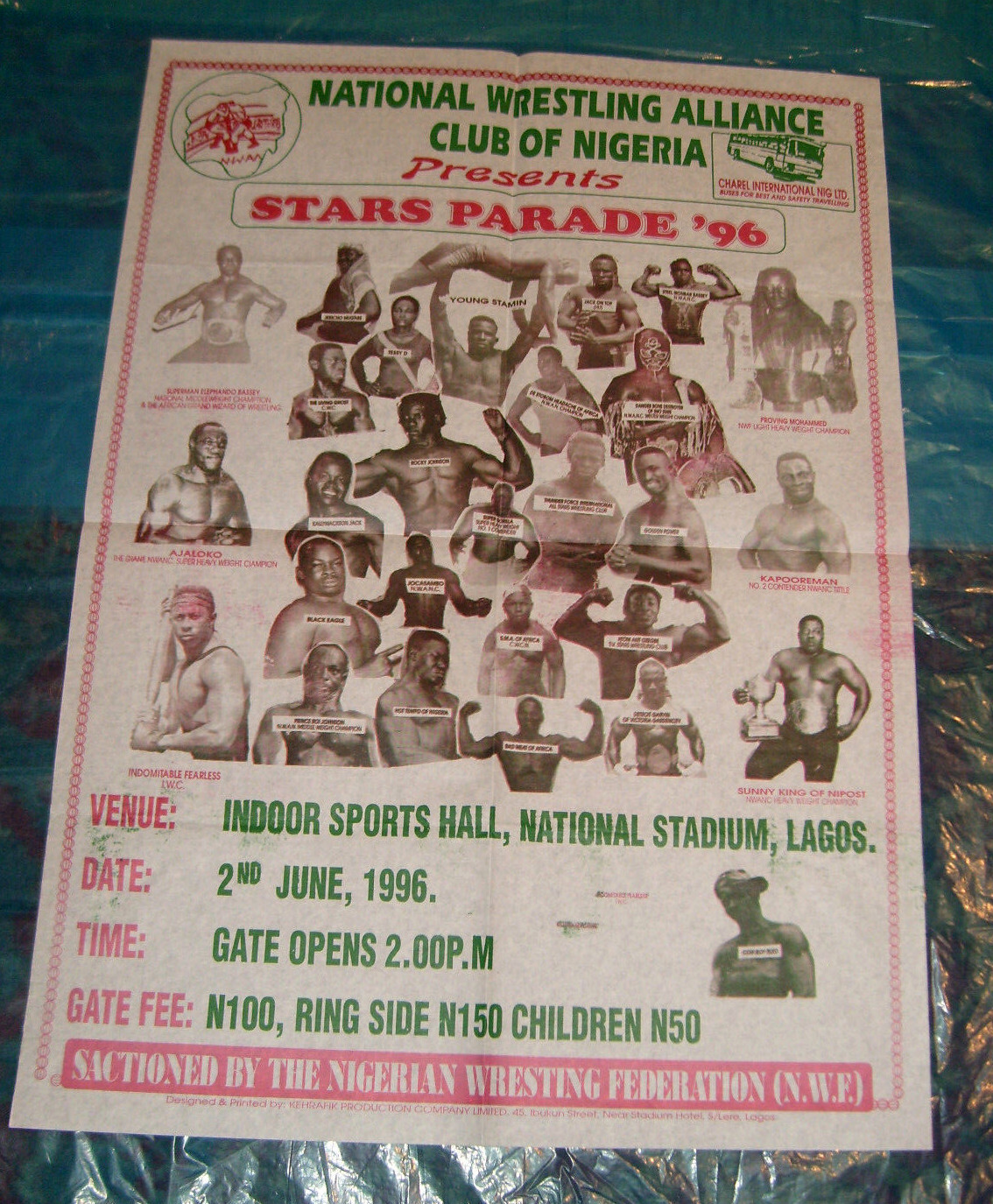 Pro Wrestling Arena Poster from Africa (June 2, 1996, Nigeria) 16 inch ...