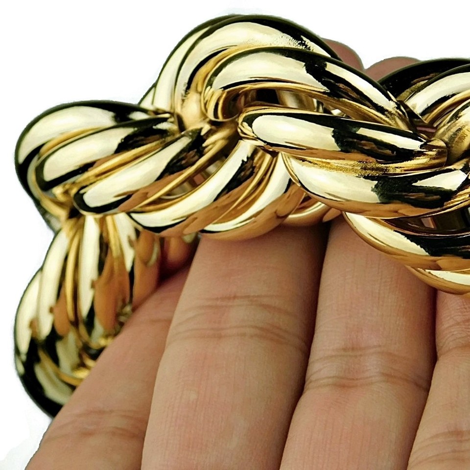 Mens 14k Gold Plated Huge Rope Hip Hop Chain 30MM x 30" Hollow Dookie ...