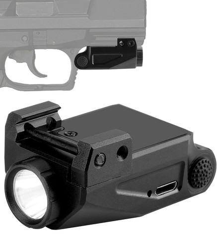 Tactical Mini 500LM Flashlight Pistol Gun Light Rechargeable Picatinny ...
