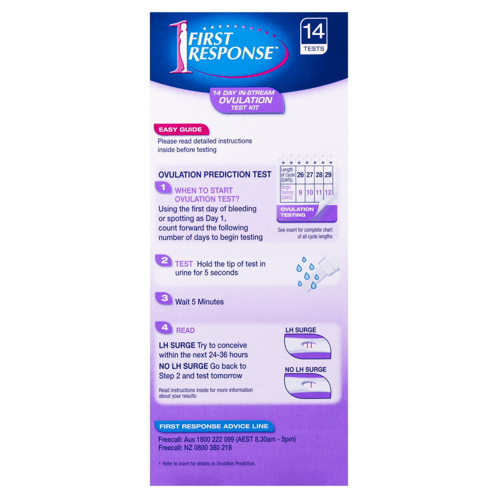 First Response 14 Day In-Stream Ovulation Test Kit Predicts 2 Most ...
