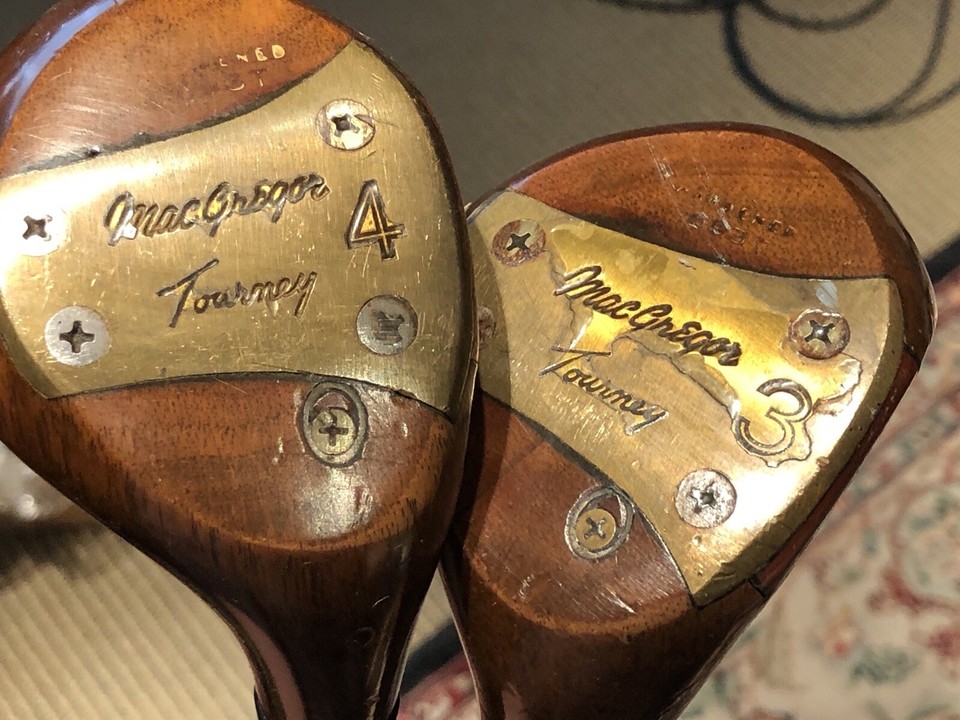 50's Macgregor 693 T Tommy Armour PERSIMMON Golf Clubs set Woods Driver ...