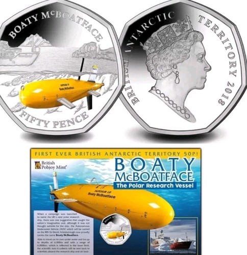 50P COIN 2018 BRITISH ANTARCTIC TERRITORY Boaty McBoatFace. Pobjoy NOW ...