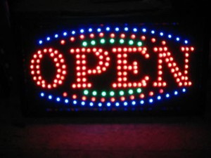 FLASHING LED OPEN SIGN 48CM X25CM /with on and off Light Display Window ...
