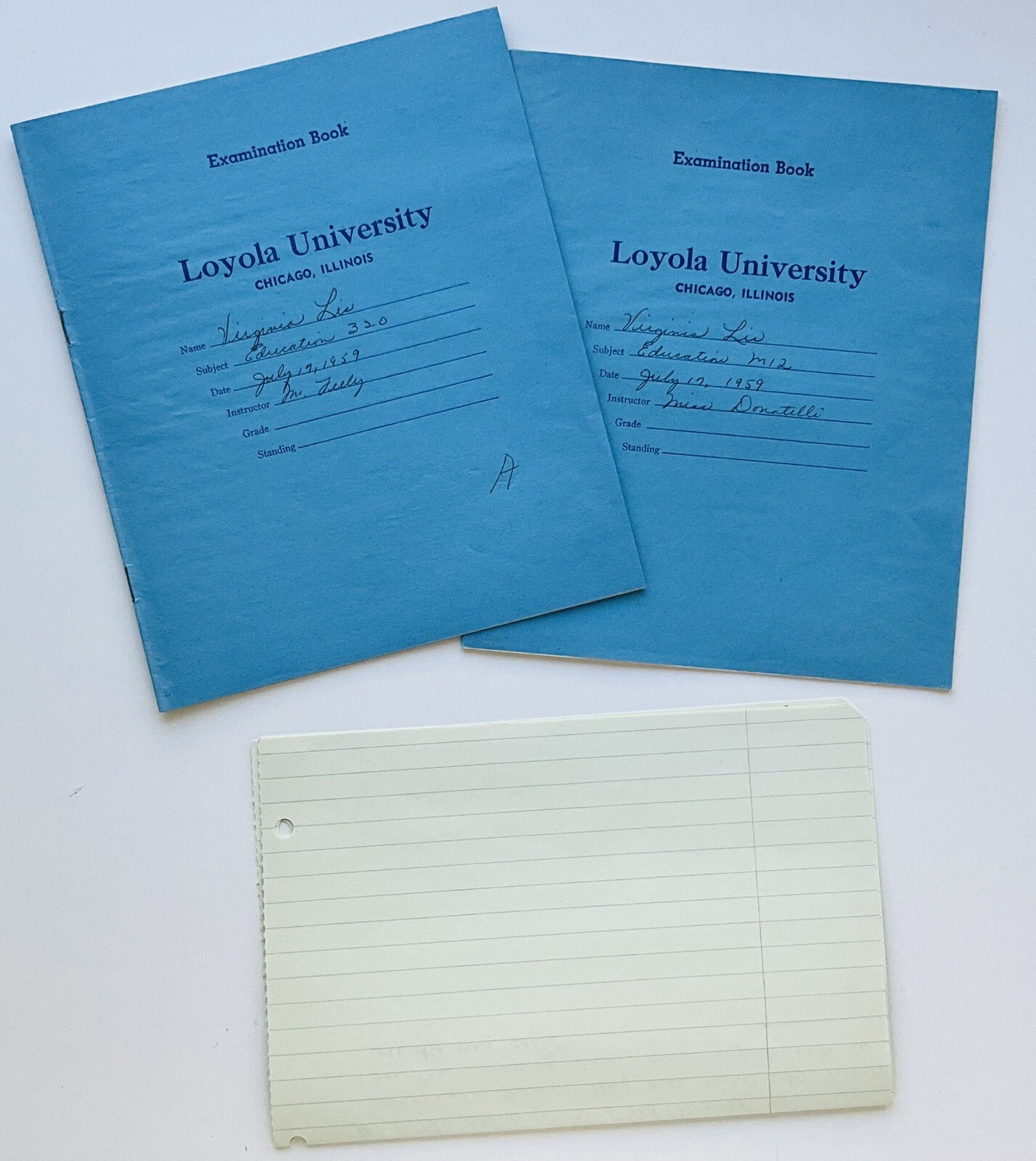 Lot Of 2 Vintage Examination Blue Book Loyola University Chicago 1959 ...