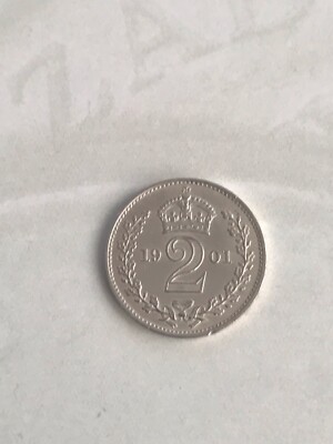 1901 Maundy 2 Penny 2D - Victoria Silver 925) 0.94g 13mm KM# 776, Sp ...