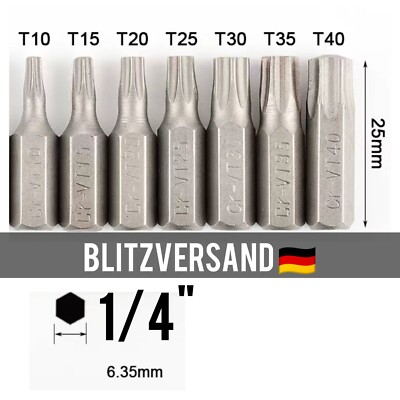 Torx Bitset Bitsatz T10, T15, T20, T25, T30, T40 Bit Set Satz Bits ...