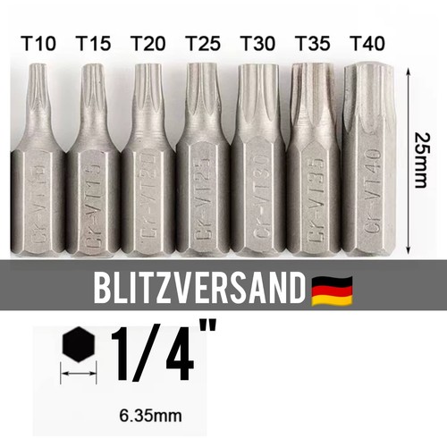 Torx Bitset Bitsatz T10, T15, T20, T25, T30, T40 Bit Set Satz Bits ...