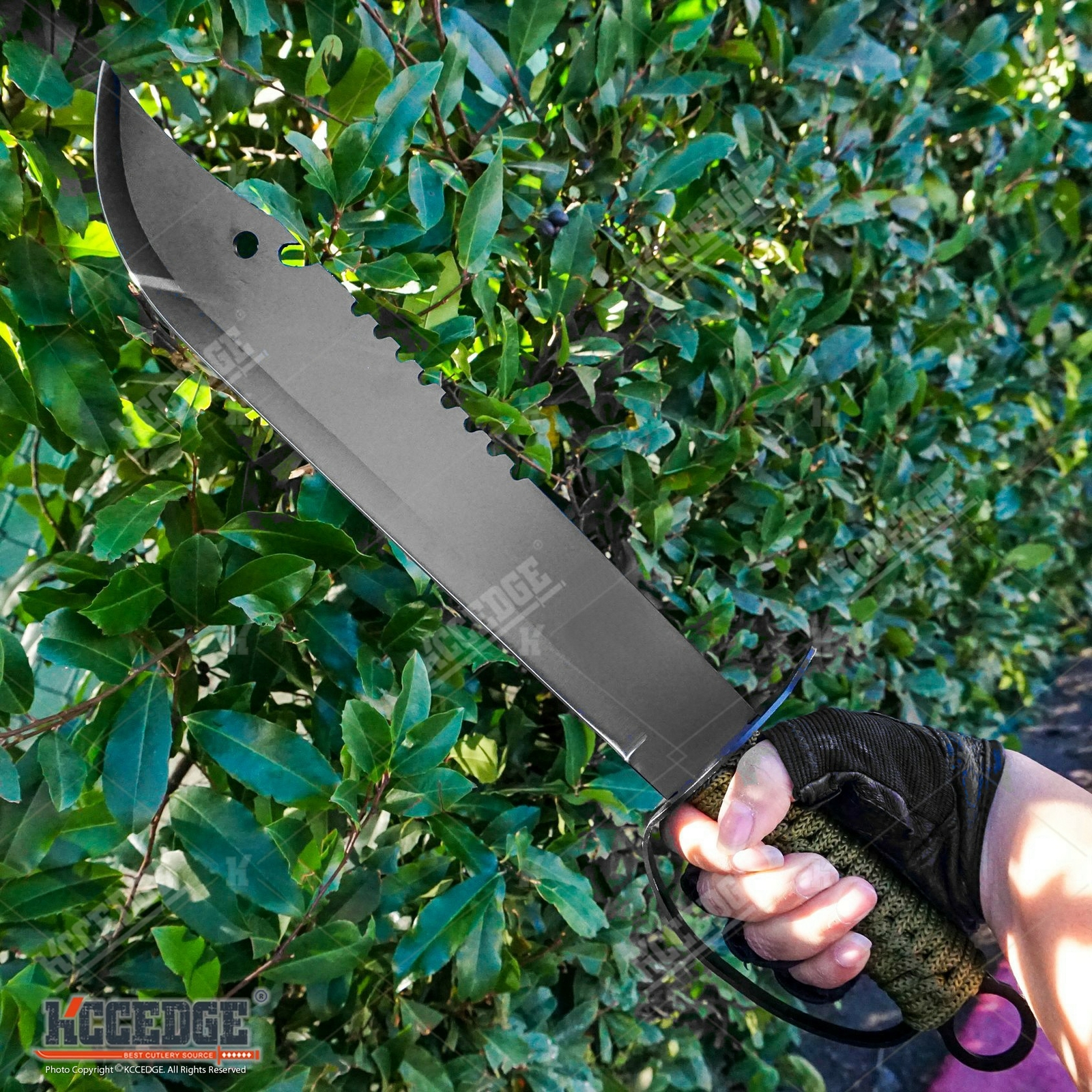 19.5" FULL TANG MACHETE FIXED BLADE CAMPING OUTDOOR SURVIVAL CHOPPING ...