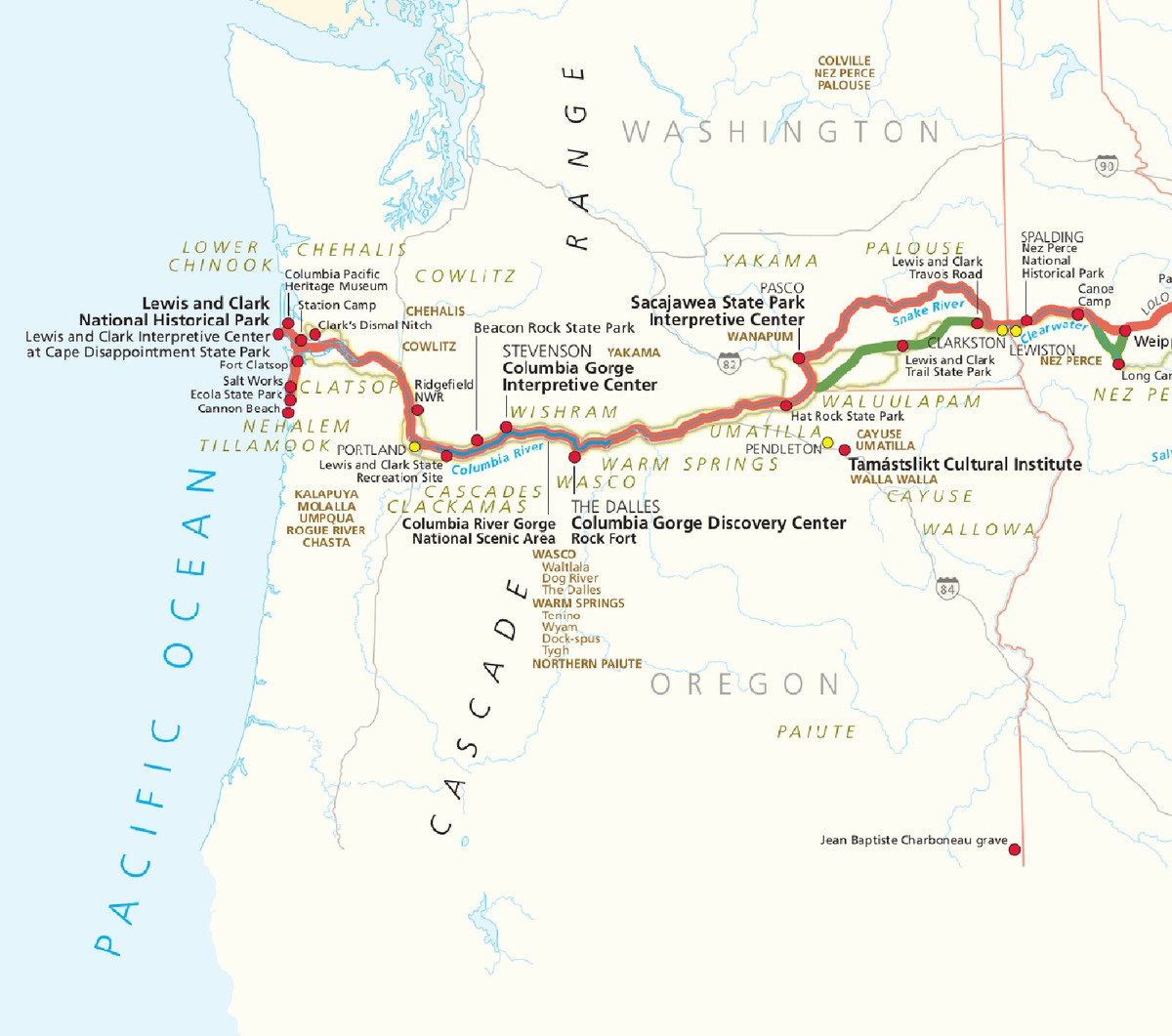 Lewis And Clark Route Map Lewis And Clark 1803 To 1806 Route From