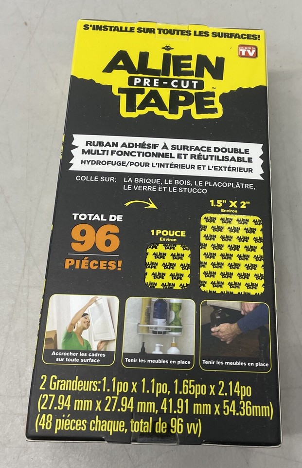 Alien Tape Pre Cut Double Sided Multipurpose Adhesive Grip Mounting- 96 ...
