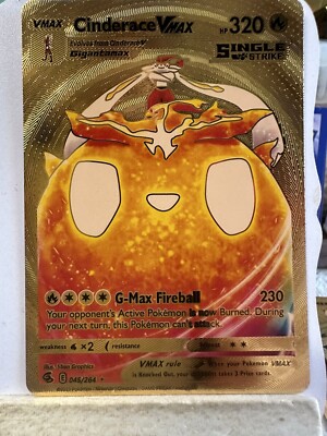 Cinderace Vmax Gold Foil Fan Art 🖼️ Hp320 NM | eBay