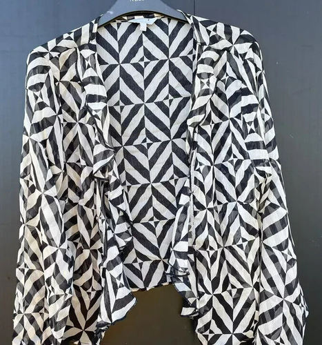 NWOT M&S PER UNA UK 12/14 Lightweight Black Mix Long Sleeve Shrug Type ...