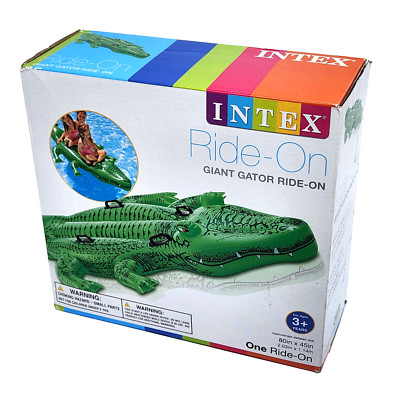 Intex Giant Alligator 2 Person Gator Ride-On Swimming Pool Float 80" X ...