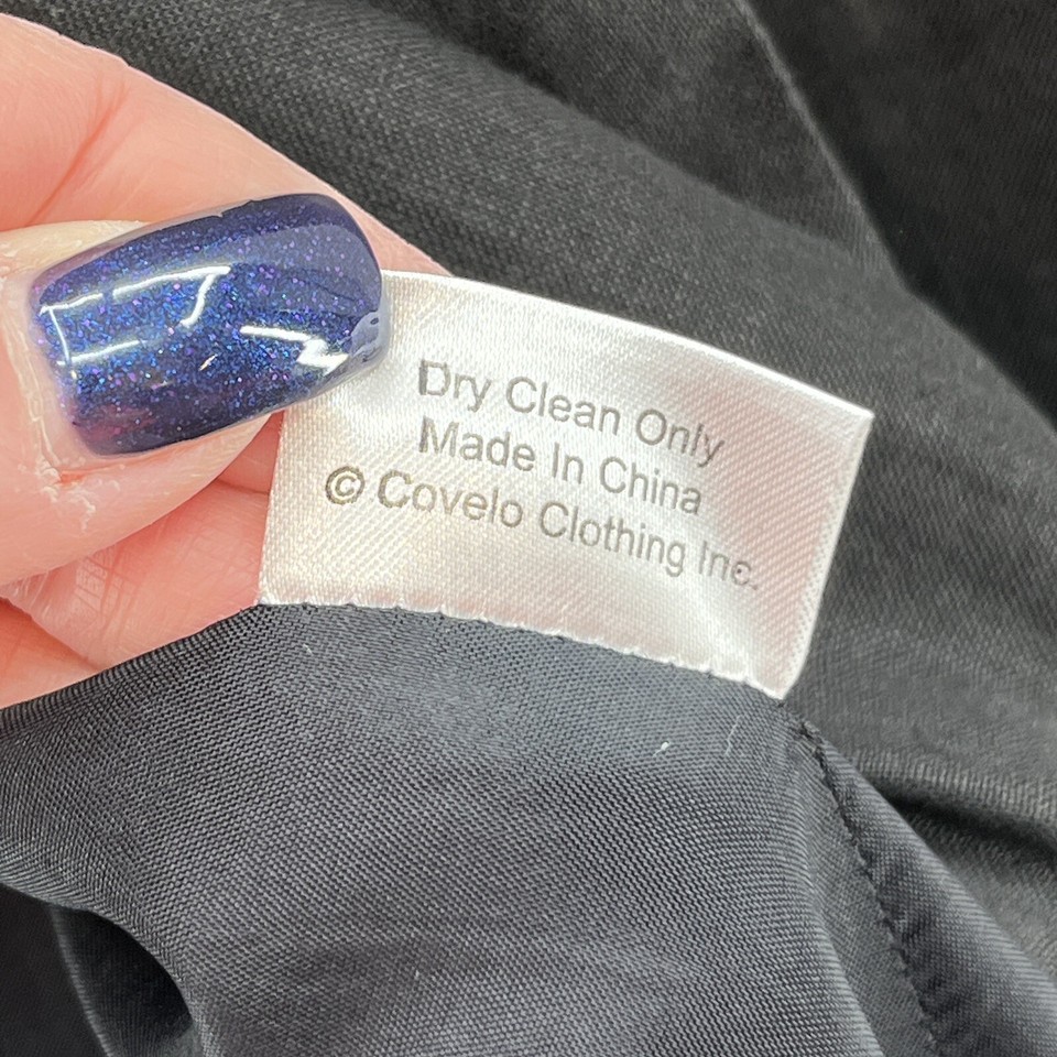 CoVelo Clothing Jacket Womens 4 Black Linen Floral Applique Art to Wear ...