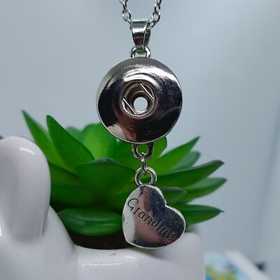 Grandma Fits Ginger Snap Button Jewelry Charm Silver Necklace ...