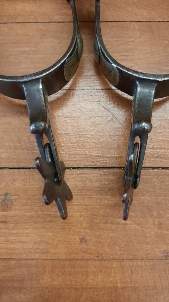 Original KELLY BROS SPURS Marked Engraved Single Mounted Spurs Old ...