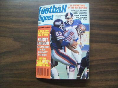 Football Digest October 1980- Harry Carson - Roger Staubach Retires ...