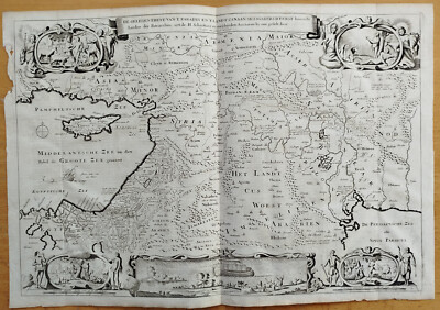Large Map Middle East Paradise Cyprus - Original Print Biblia ...
