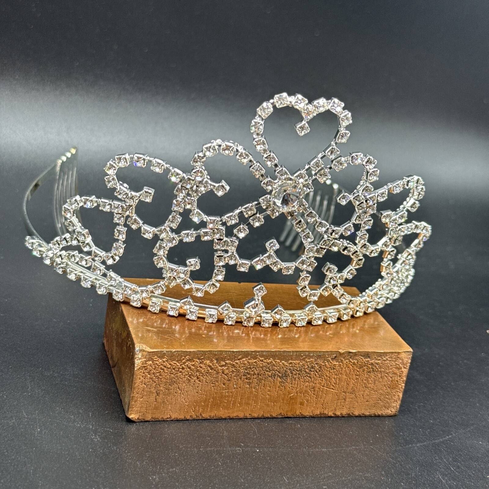 Vintage Heavy Jeweled Heart Crown - Rhinestone Wedding Costume Tiaras ...