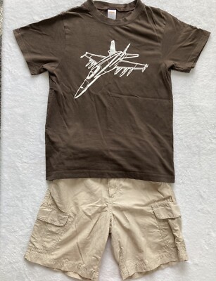 Gymboree Boys Fighter Jet Outfit ~ Size 8 ~ Brown & Khaki | eBay