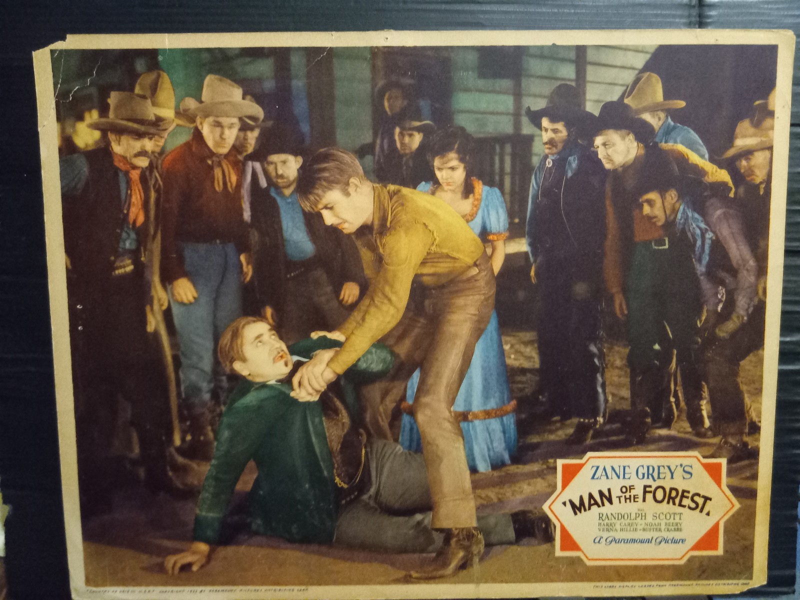 Lobby Card 1933 MAN OF THE FOREST Randolph Scott beats N Beery Sr ...