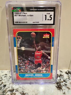 1986 Fleer Michael Jordan Rookie RC #57 CSG 1.5 Iconic NBA HOF Bulls 🔥 ...