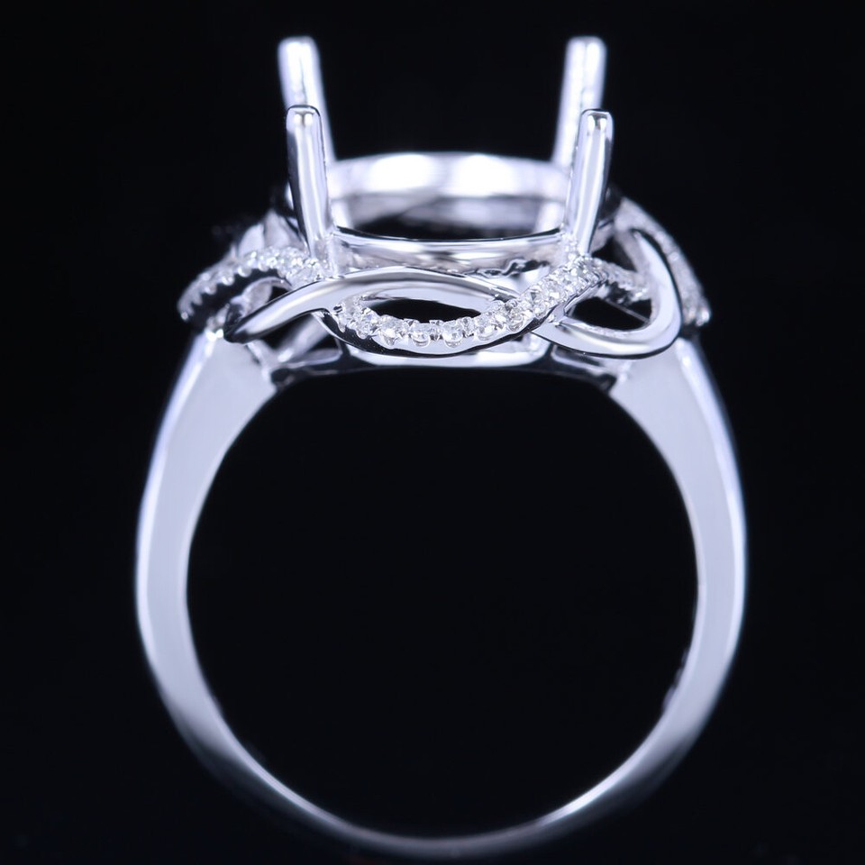 Natural Diamond Engagement Wedding Semi Mount Ring 16x12mm Oval Cut 925 ...