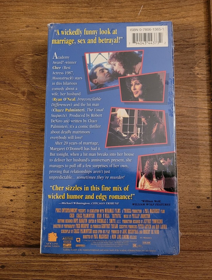 Faithful (VHS, 1996) Cher Chazz Palminteri Ryan O'Neal Comedy Movie vhs ...