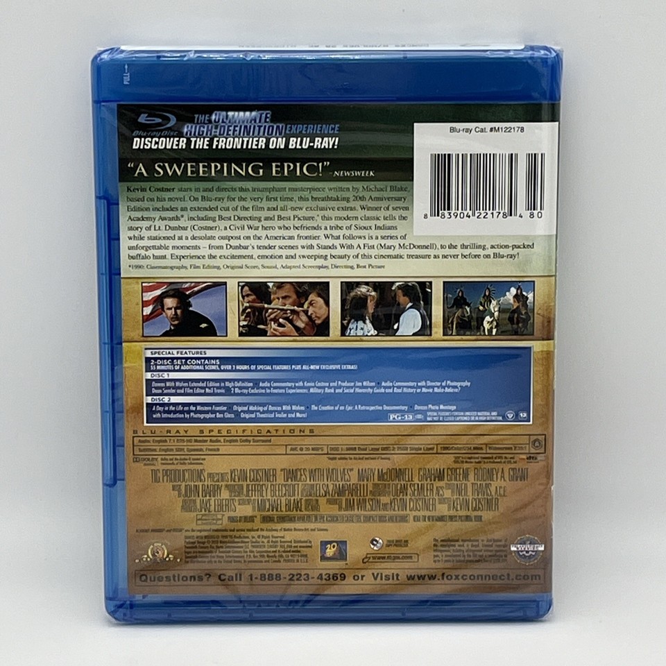 Dances With Wolves (Blu-ray, 1990, 20th Anniversary Edition) Brand New ...