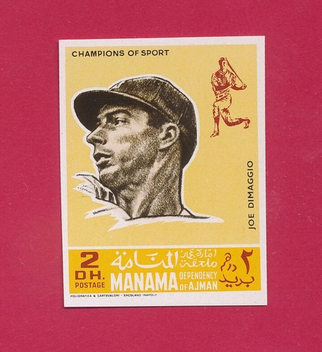 NM+ DIMAGGIO 1969 AJMAN STAMPS #2DH JOE MLB HOF VINTAGE MANAMA ...