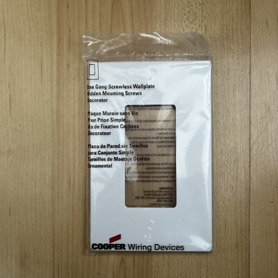 Decor Screwless Wallplate 1g W, PartNo PJS26W, by Cooper Wiring Devices ...