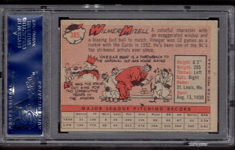 1958 Topps # 385 Wilmer Mizell St. Louis Cardinals PSA 6 | eBay