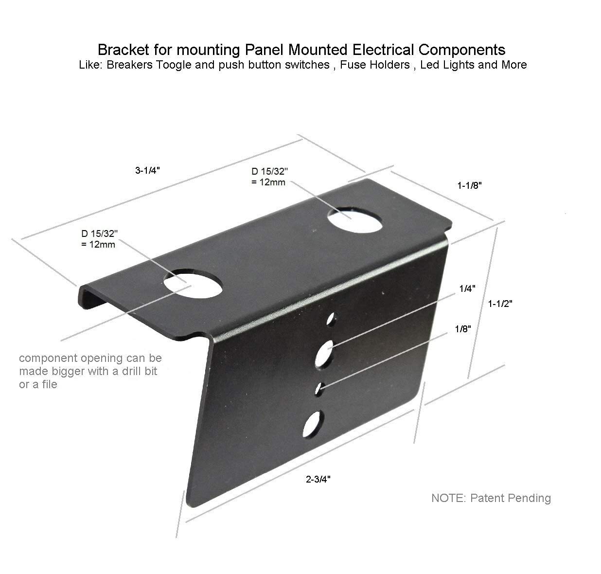 Bracket for Dual Panel Mount Electrical Components Like Push Button ...