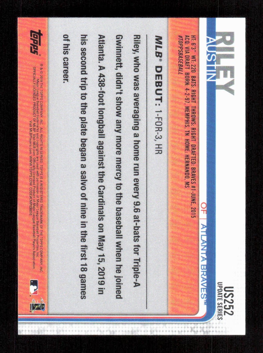 2019 Topps Update #US-252 Austin Riley Rookie Debut RC Rookie | eBay