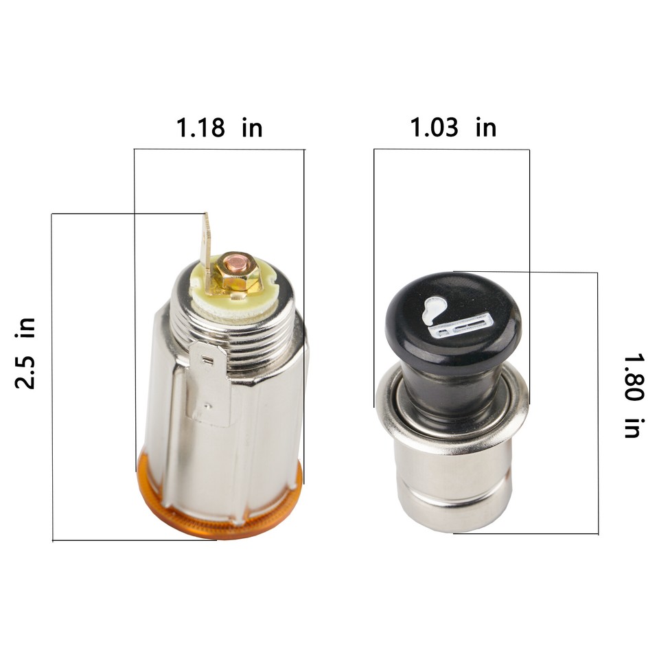 DC 12V Car Auto Cigarette Lighter Replacement Plug & Socket Assembly ...