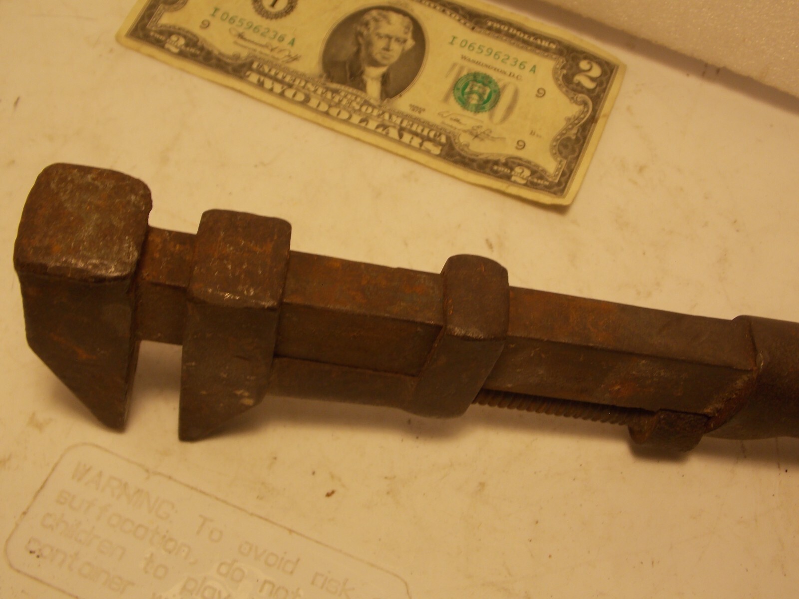 Vintage monkey wrench 12" wood Handle Split wooden Coes Antique ...