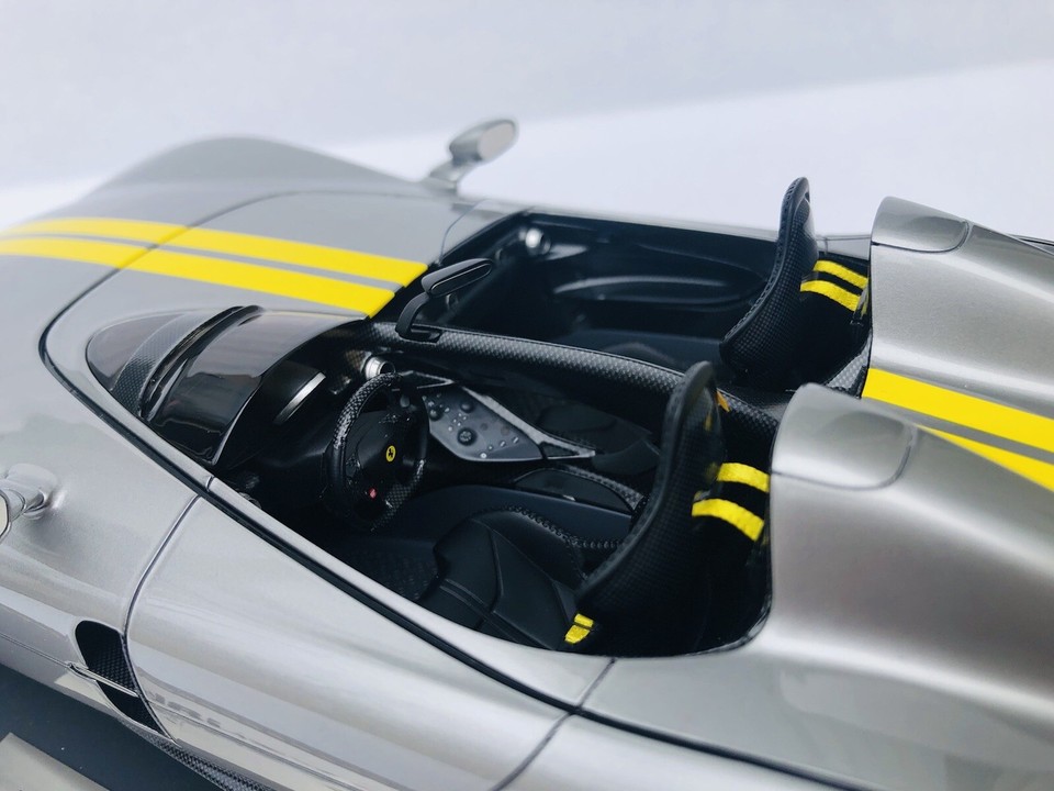 1/18 BBR Ferrari Monza Sp2 Grigio Ferro Iron Grey/yellow Stripe Limited ...