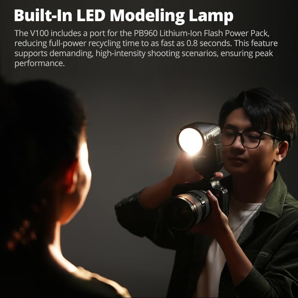 Godox V100C V100-C 2.4G TTL Round Head Camera Flash Speedlite for Canon ...