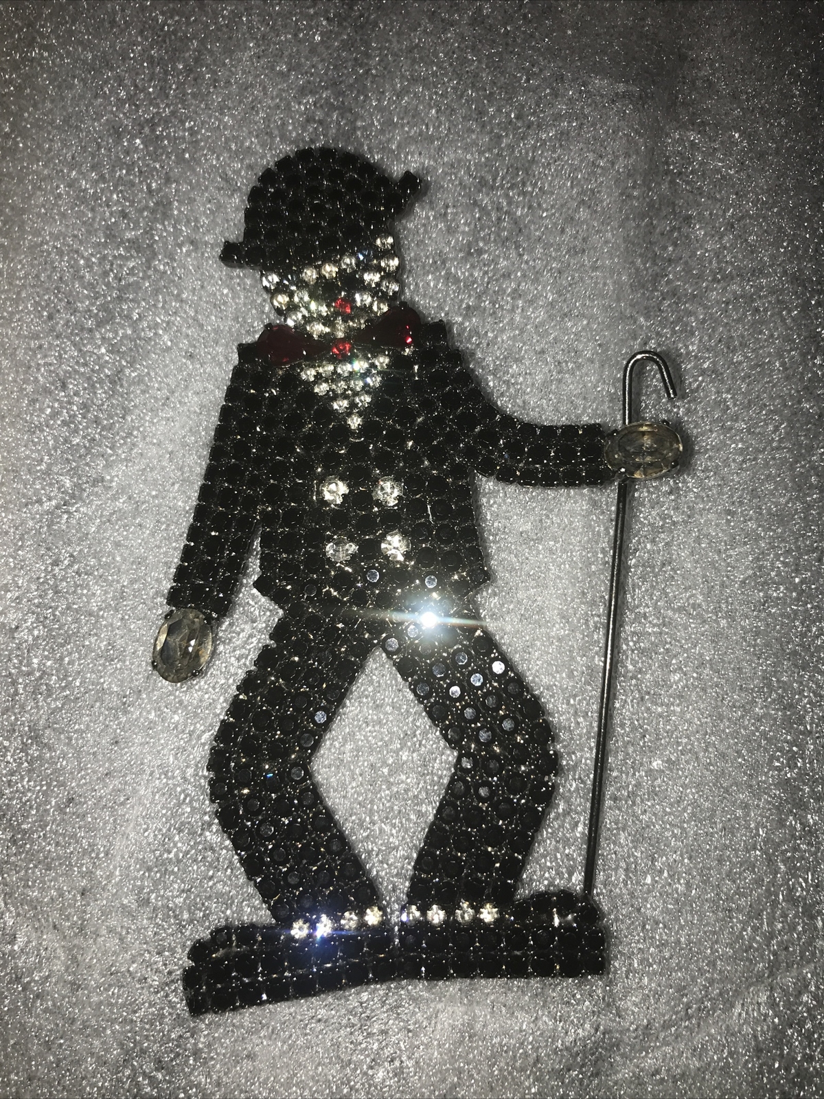 vintage Charlie Chaplin Figural crystal pin - Gem