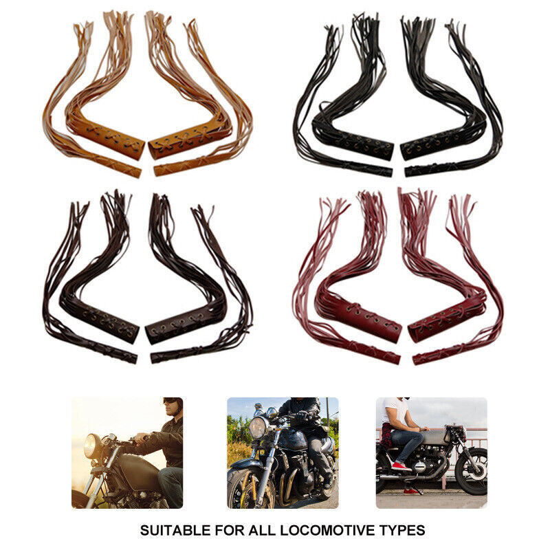 Motorcycle Universal Leather Handlebar Grip Tassel w/ Clutch Lever ...