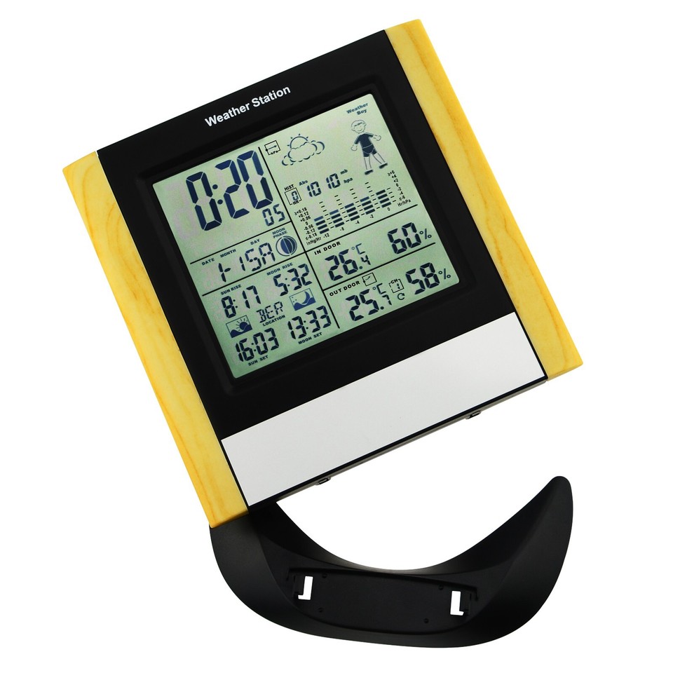 2 Wireless Sensors Weather Forecat Station DCF Radio Controlled Clock ...