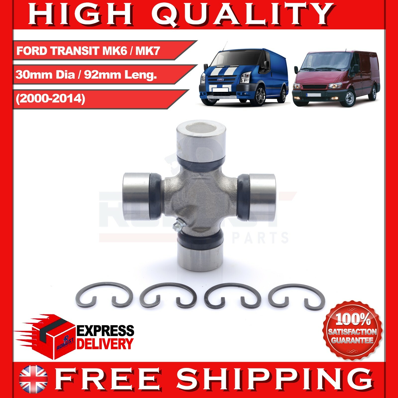 UJ U J PROPSHAFT UNIVERSAL JOINT FOR FORD TRANSIT MK6 MK7 30MM 92MM ...