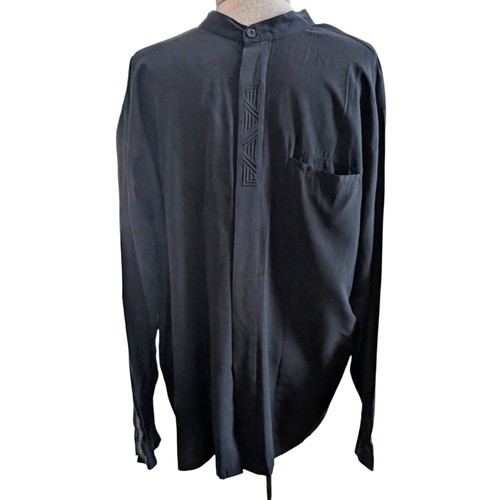 VTG Mens Pronti By Phita Mandarin Collar Embroidered Long Sleeve Shirt ...