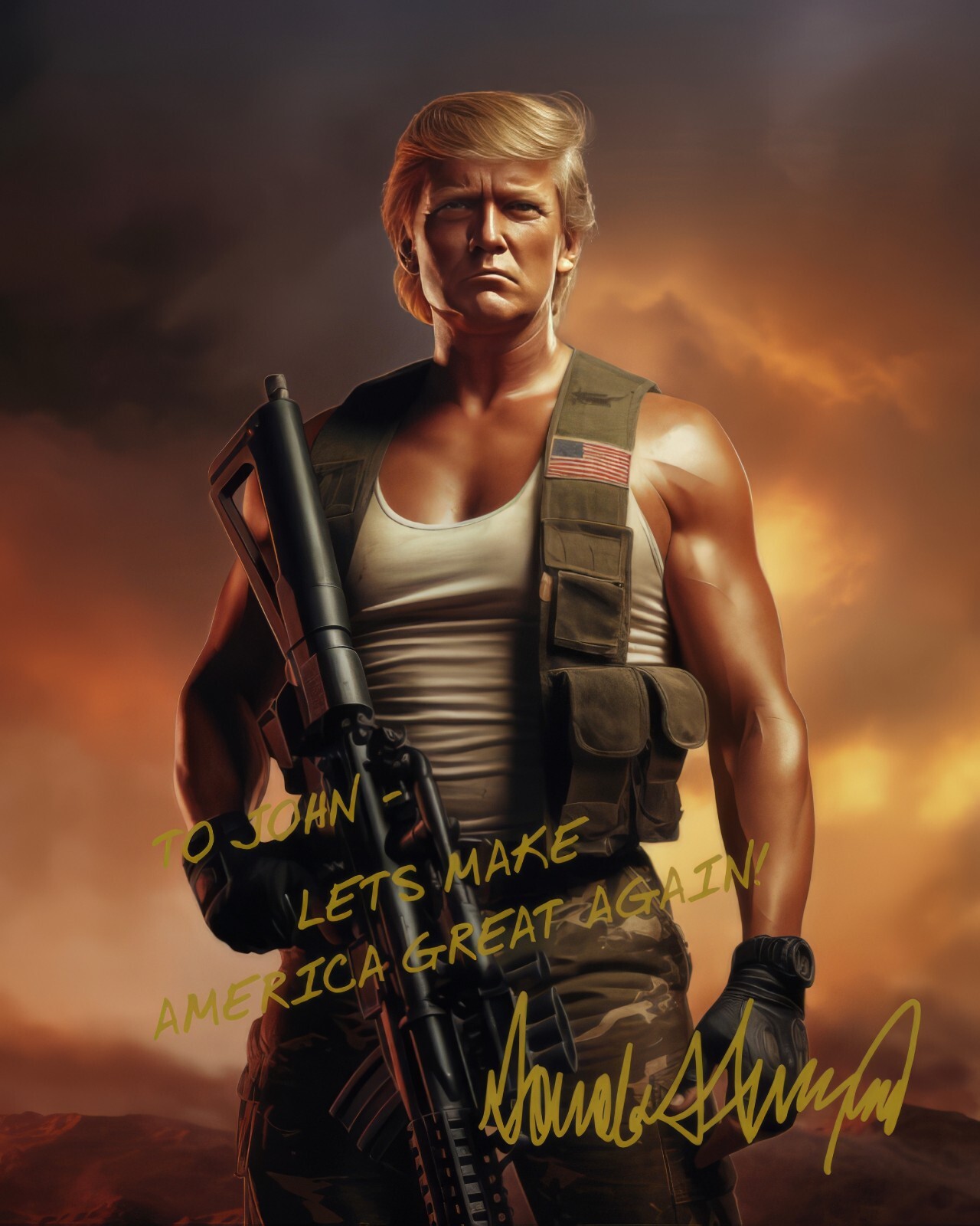 PERSONALIZED PRESIDENT DONALD TRUMP MESSAGE GOLD AUTOGRAPH 8X10 CUSTOM ...