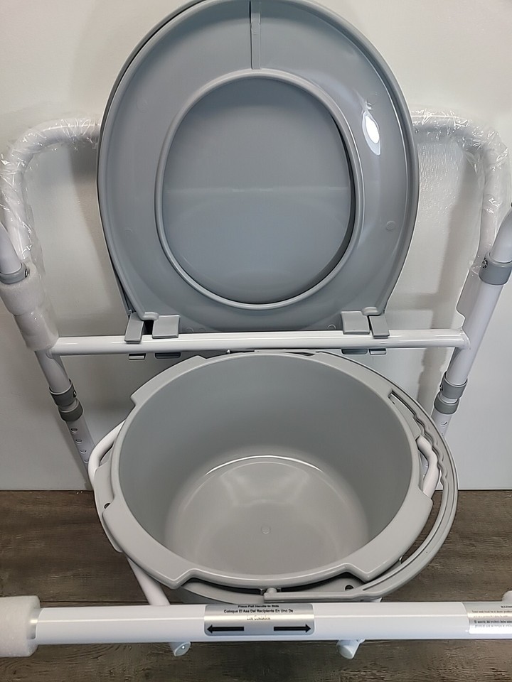 Medline Portable Adjustable Aluminum Commode Elongated Bedside Toilet ...