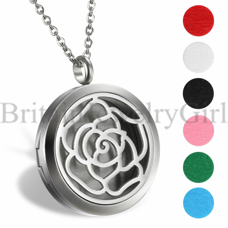 30mm Locket Pendant Aromatherapy Perfume Essential Oil Diffuser Chain ...