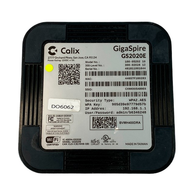 Calix GS2020E GigaSPIRE BLAST Router 100-05202 with Adapter for sale ...