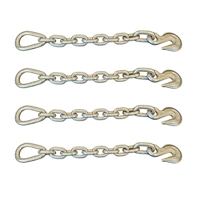4 Pack 3/8" x 18.5" Grade 70 Chain Extension with Forged Grab Hook and ...