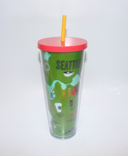 Starbucks Coffee Seattle Local Collection Cold Cup Tumbler Lid & Straw ...