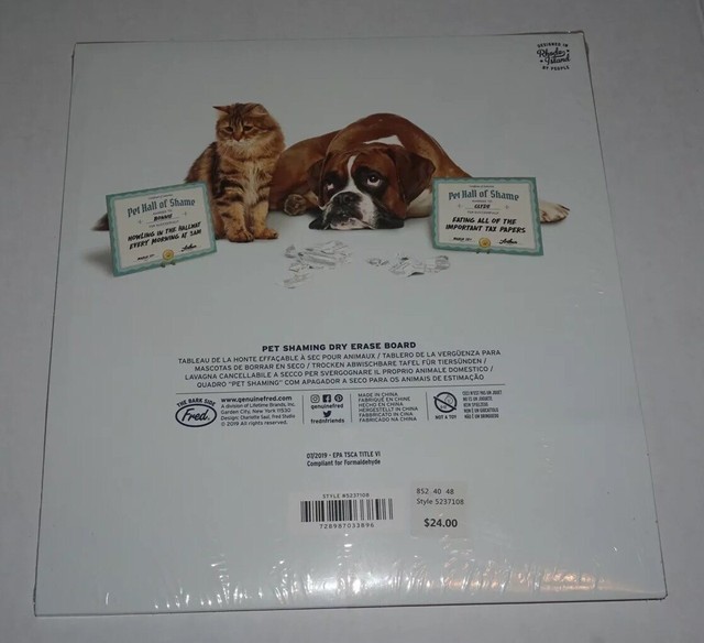Fred Howligans Funny Pet Shaming Kit Dry Erase MDF Board Wall Decor ...